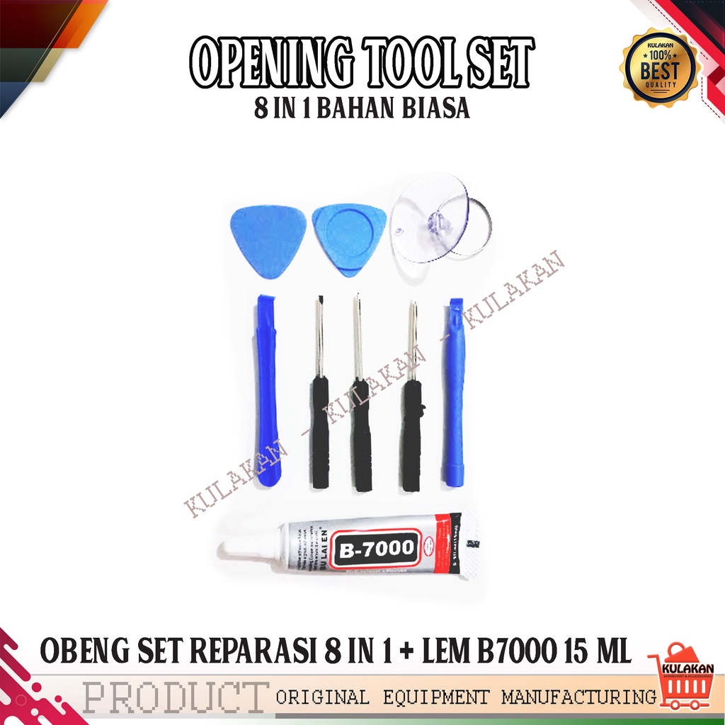 Jual new opening obeng 8 in 1 set tool reparasi 8 in 1 plus lem 15ml ...