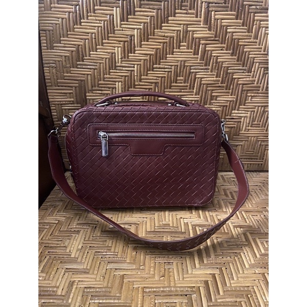 Jual tas kulit mantul leather bag maroon | Shopee Indonesia