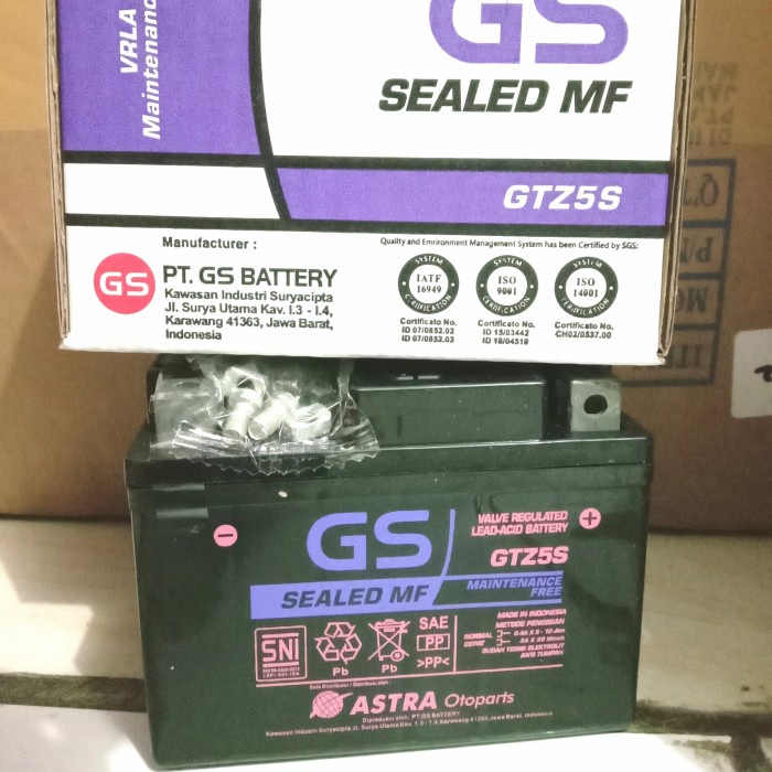 Jual AKI KERING BEAT GS ASTRA GTZ5S SEALED MF 12V 3,5Ah | Shopee Indonesia