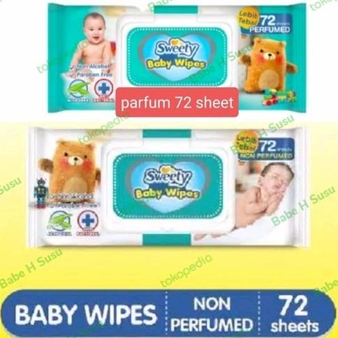 Jual TERLARIS! Tissue Basah Sweety Non parfum 72 sheet tisu baby wipes ...