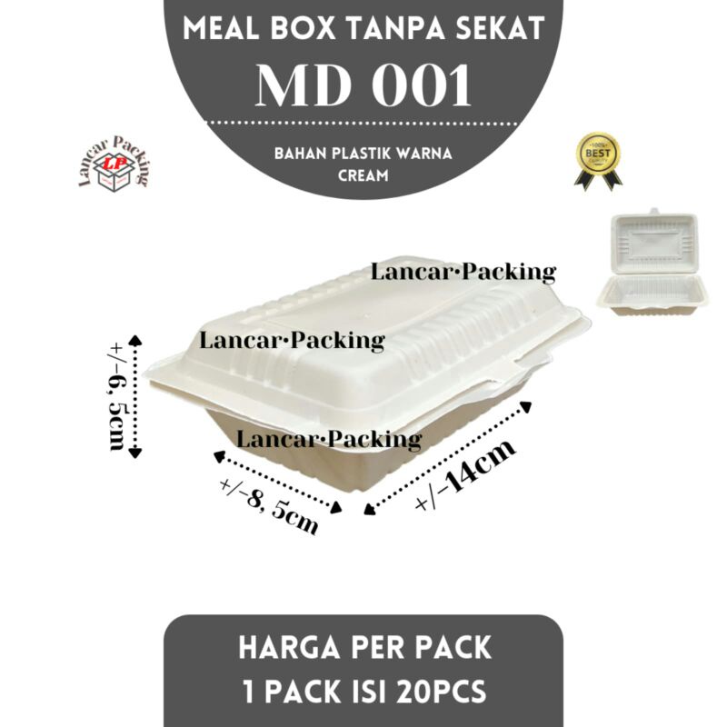 Jual Meal box plastik MD 01 ( Merak 20pcs) warna Cream / Kotak makan ...