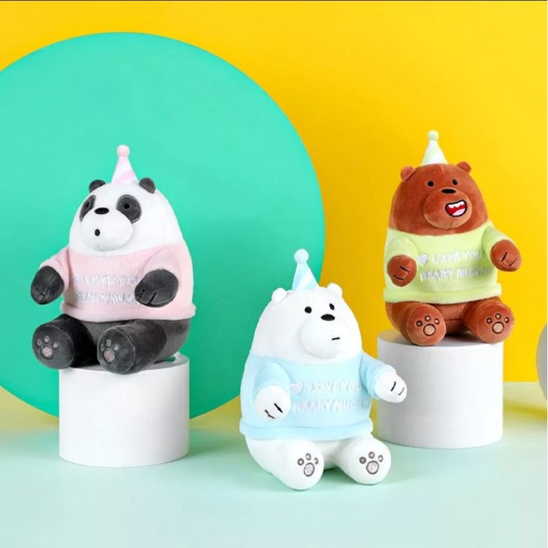 Jual MINISO x WE BARE BEARS! Lovely sitting plush toy. Icebear/panda ...