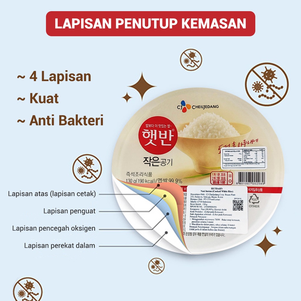 Jual CJ Hetbahn Cooked White Rice - Nasi Putih Instan Korea 130g | Shopee Indonesia