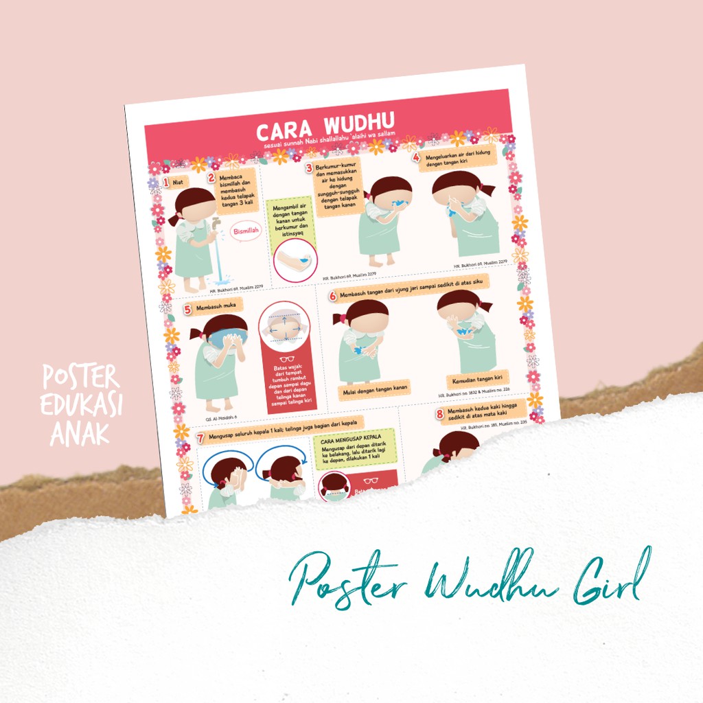 Jual Poster Wudhu Girl Media Edukasi Anak Perempuan Muslim Belajar ...