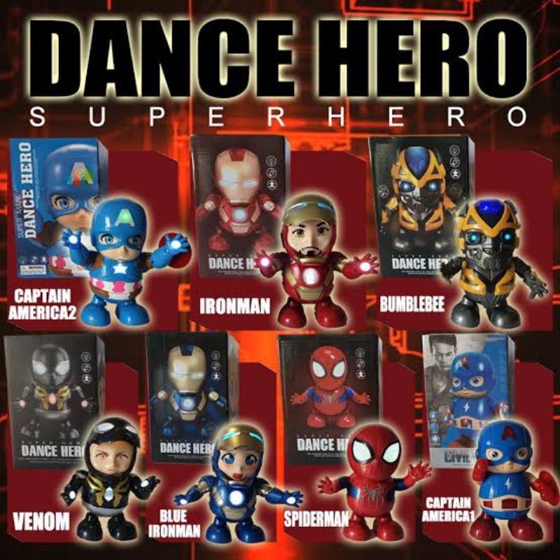 Jual Mainan Anak Dance Hero Ironman/ Spiderman/ Bubblebee/ Captain ...