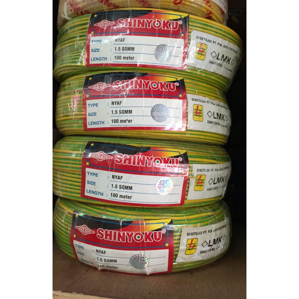 Jual Kabel NYAF 1 x 1.5 mm 100m Listrik Tembaga Shinyoku Serabut 100 Meter | Shopee Indonesia