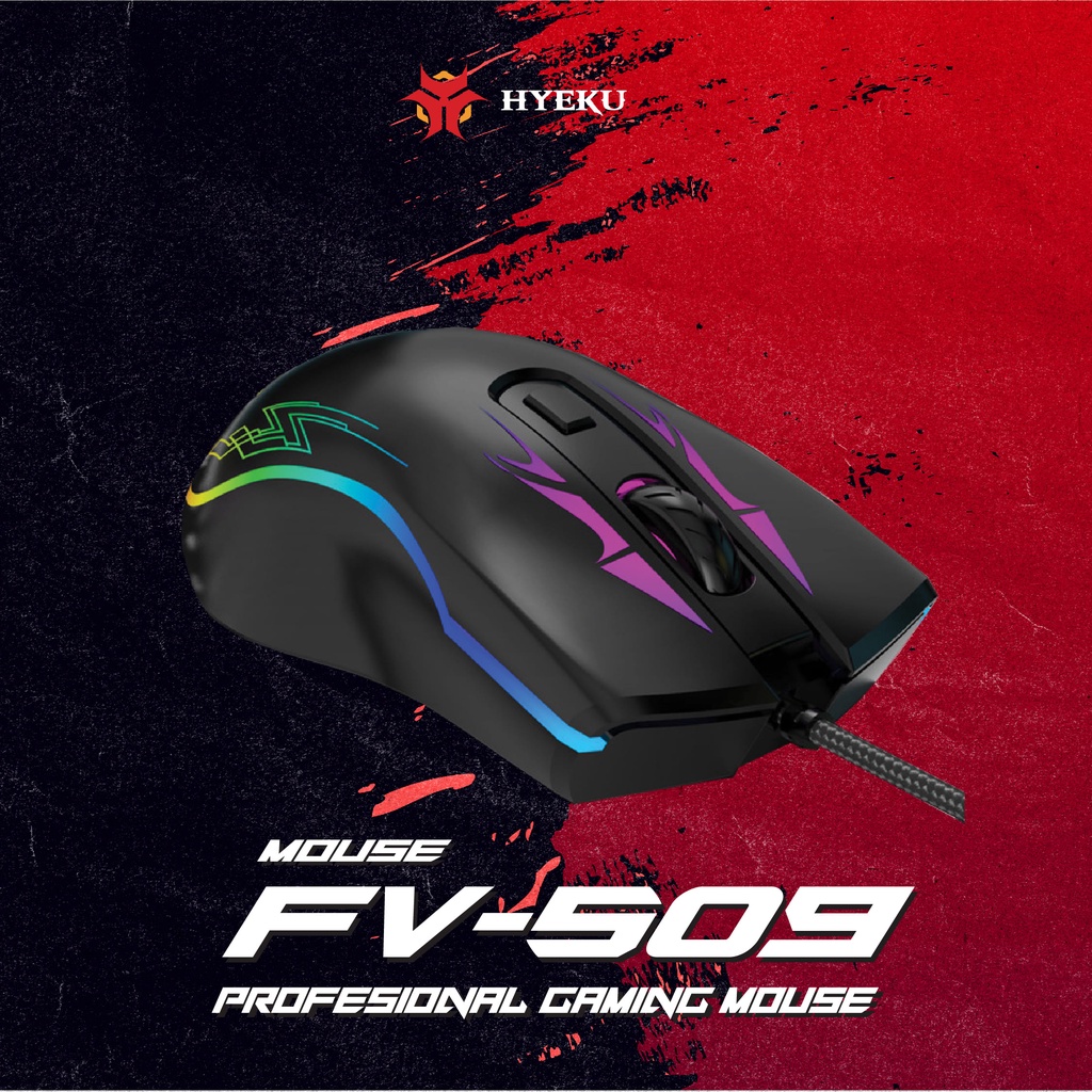 Jual Hyeku X Fovex 509 Wired Gaming Mouse Clicky Ergonomic Macro ...