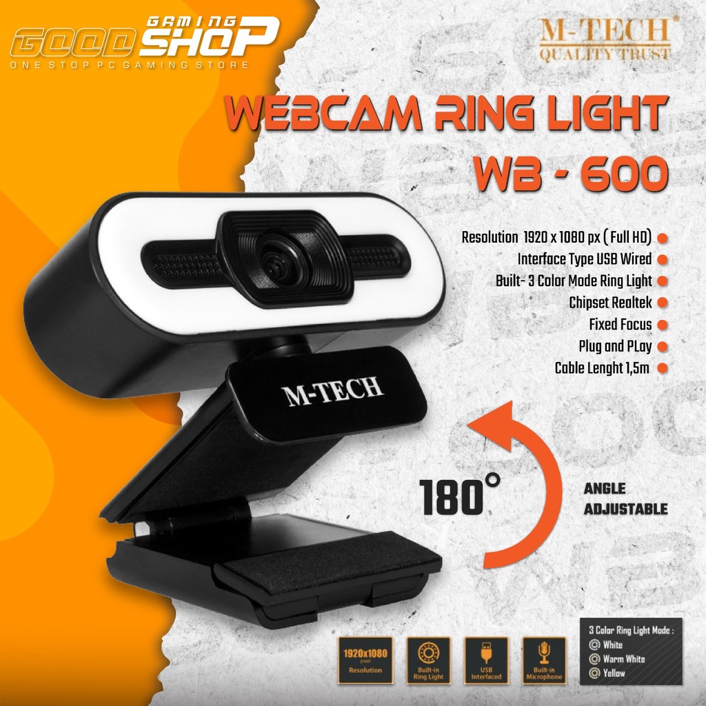 Jual M-TECH Webcam WB600 / WB-600 Web Camera 1080P Full HD With ...