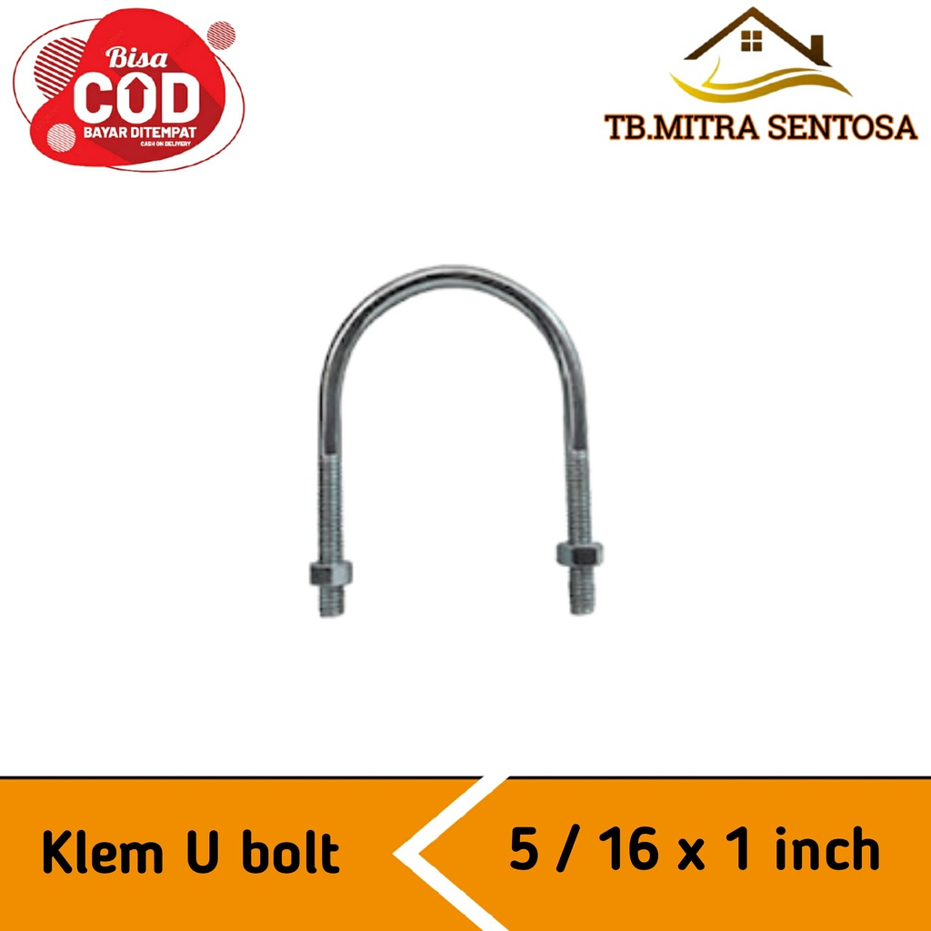 Jual Baut klem U bolt diameter 5/16 x 1 inch galvanis murah berkualitas ...