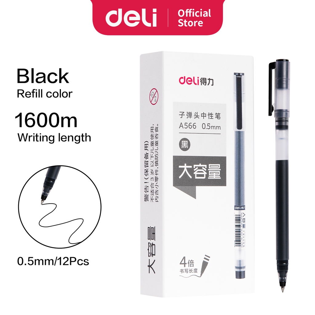 Jual Deli Office Gel Pen Pulpen Kantor 0.5/0.7/1mm Warna Tinta Hitam ...