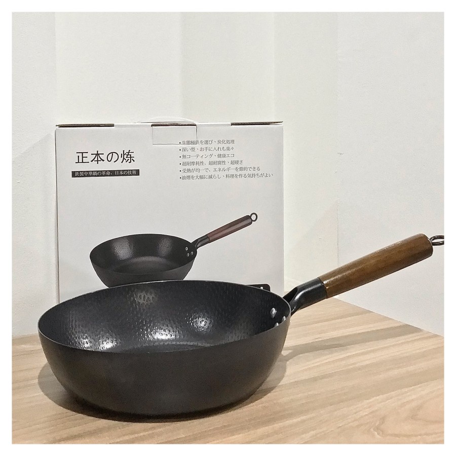 Jual Wajan penggorengan besi 28cm teflon anti lengket wok pan besi anti ...