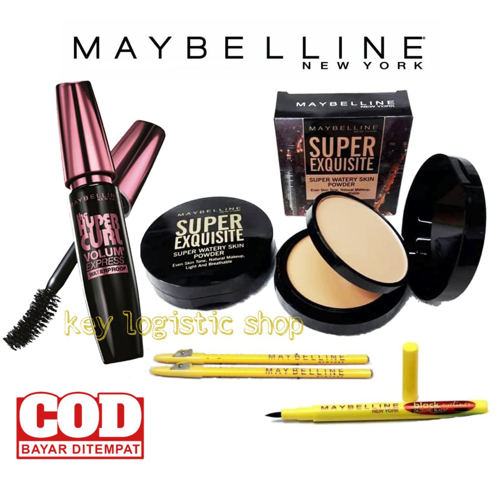 Jual Paket Make Up Maybelline 4in1 Maskara - Eyeliner Bedak - Lipcream ...
