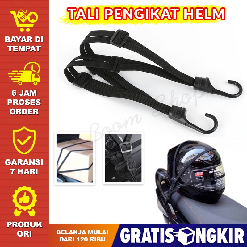 Jual Tali Pengikat Helm Motor Karet Pengikat Helm Jaring Helm Jok Motor Ltd Motor 2 Hook 65CM ...