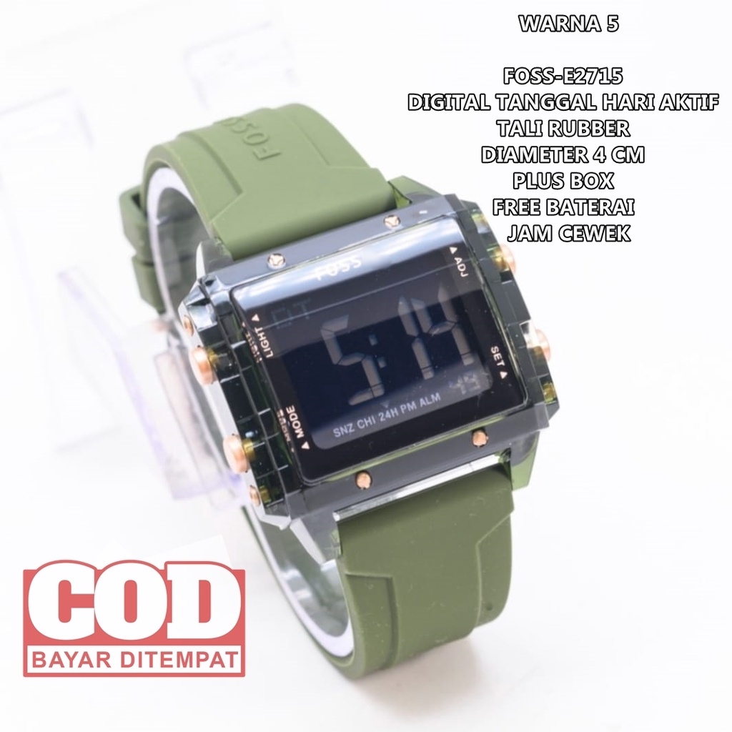Jual JAM TANGAN WANITA DIGITAL RUBBER TANGGAL HARI AKTIF FOSS_E2715 ...