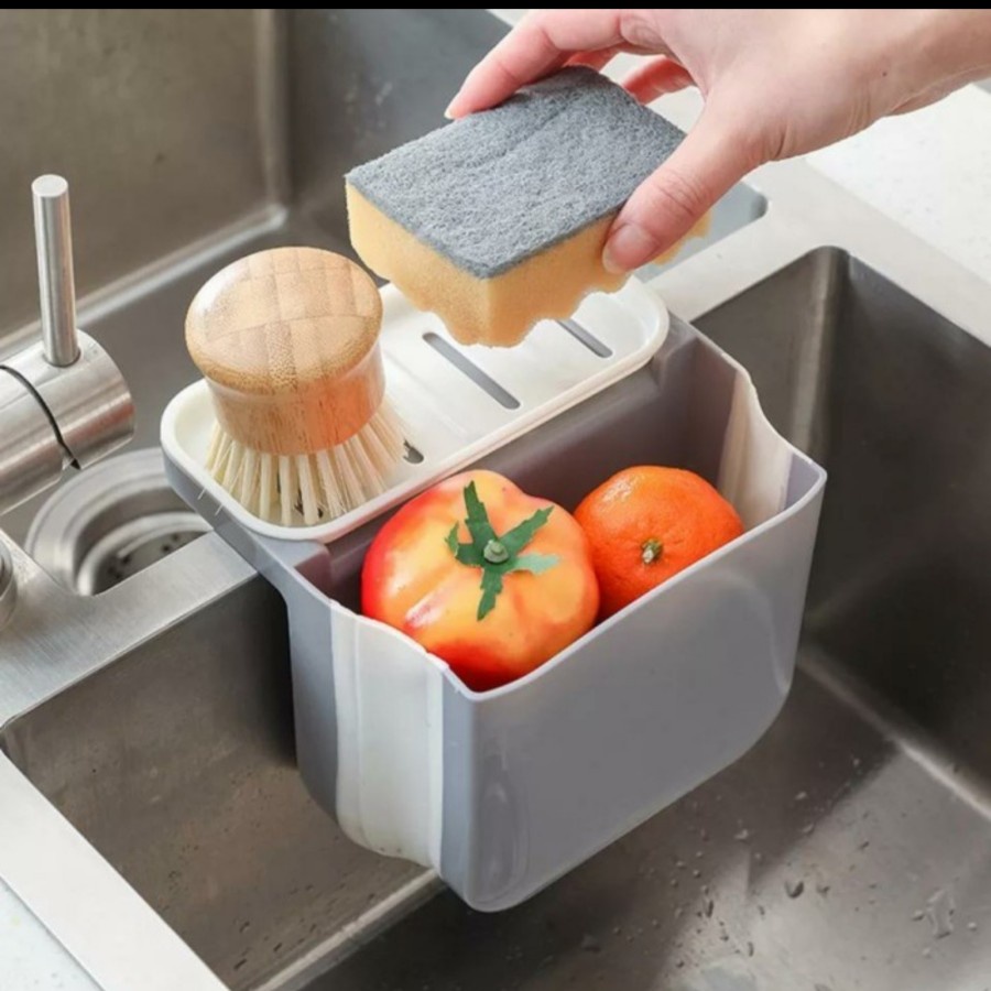 Jual SARINGAN WATAFEL GANTUNG LIPAT PENYIMPANAN CUCI PIRING SPON - Abu ...