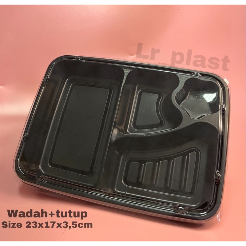 Jual MIKA BENTO 4 SEKAT WADAH&TUTUP / LUNCH BOX BENTO HITAM | Shopee ...