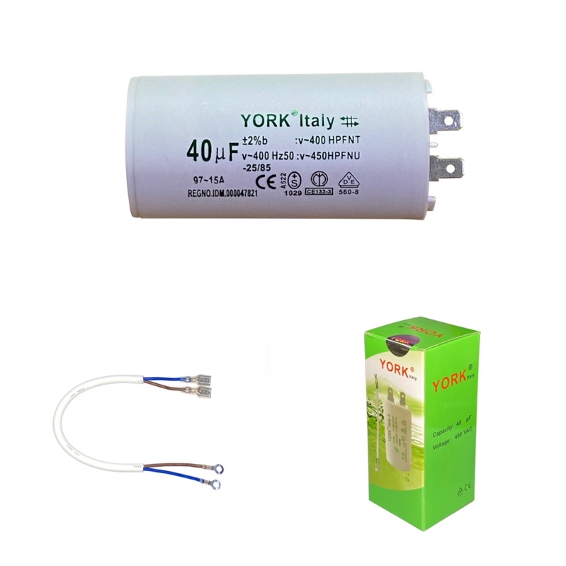 Jual YORK 40 uf - 450V Kapasitor Kabel - Colok 2 Pin 2 IN 1 (Capacitor ...