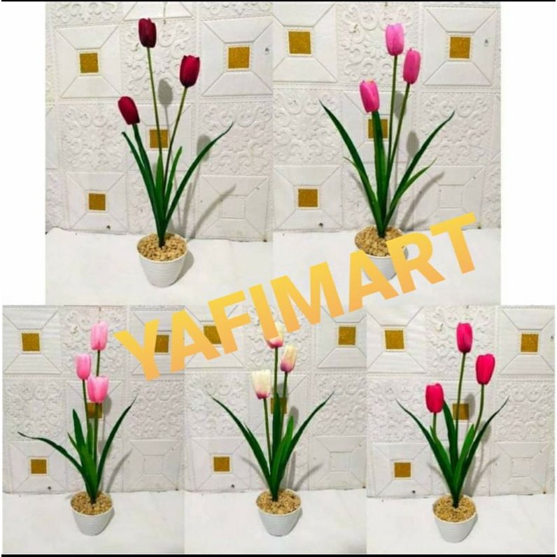 Jual Bunga Tulip Cantik Artificial Setangkai Kembang Bunga Hias pot ...