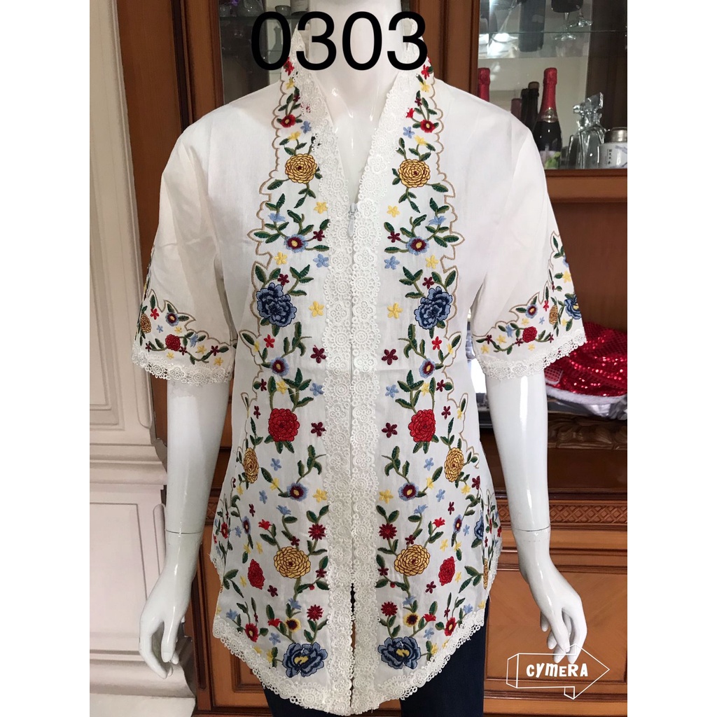 Jual Kebaya alexuez bordir 0587 tgn pdk /kebaya encim premium | Shopee ...