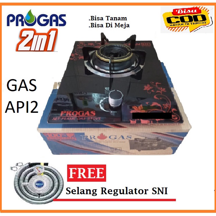 Jual Kompor Gas Progas 1 Tungku Kaca GasGas Free Selang Gas Paket ...