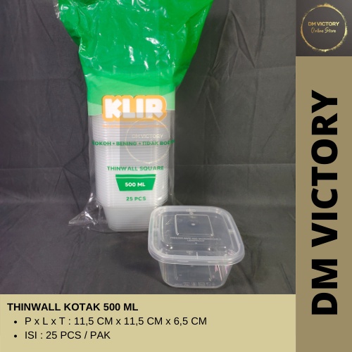 Jual Thinwall Kotak 500 ml (25 pcs) Klir / Thinwall Square / Kotak Kecil | Shopee Indonesia