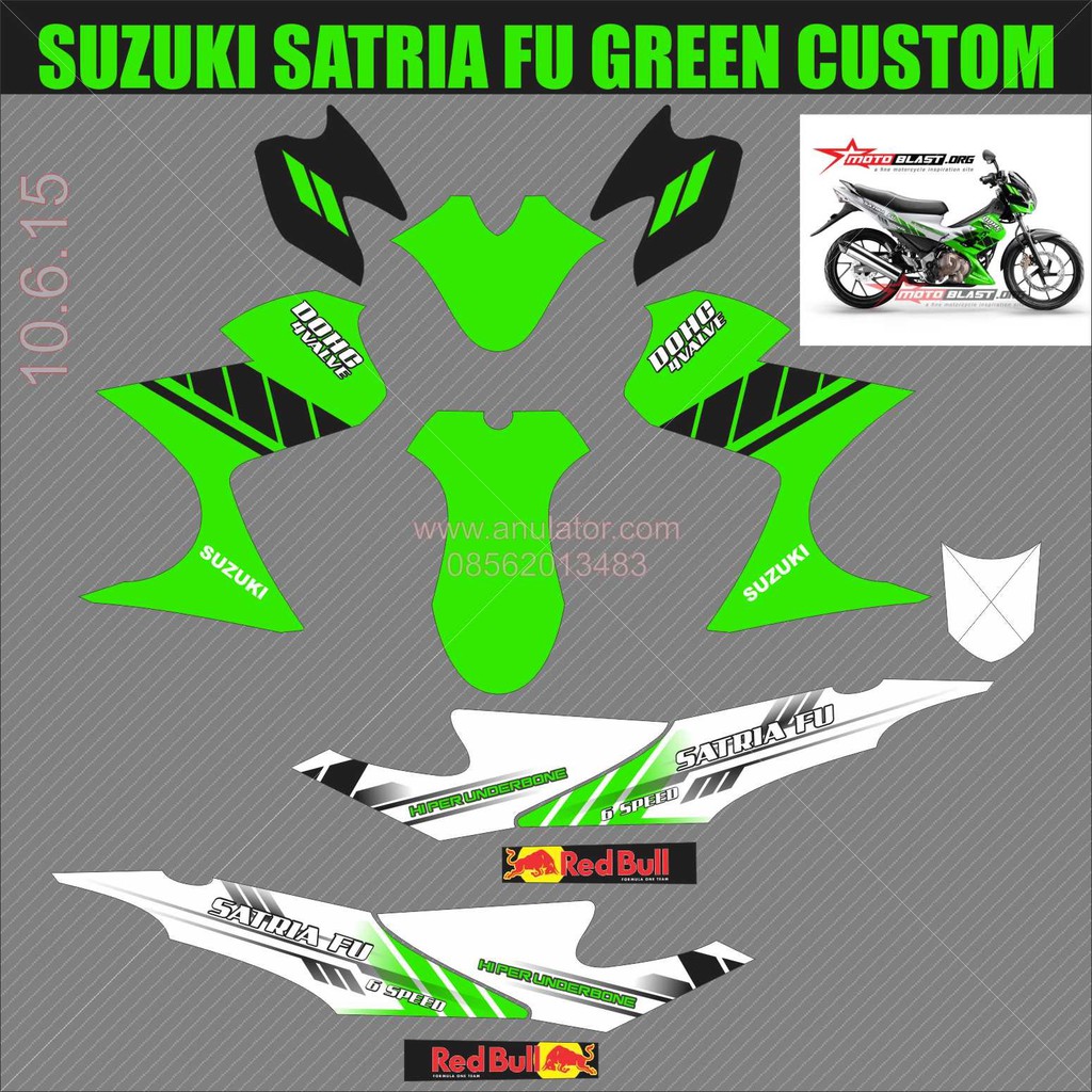 Jual Sticker striping motor stiker Suzuki Satria FU MotobLast Green ...