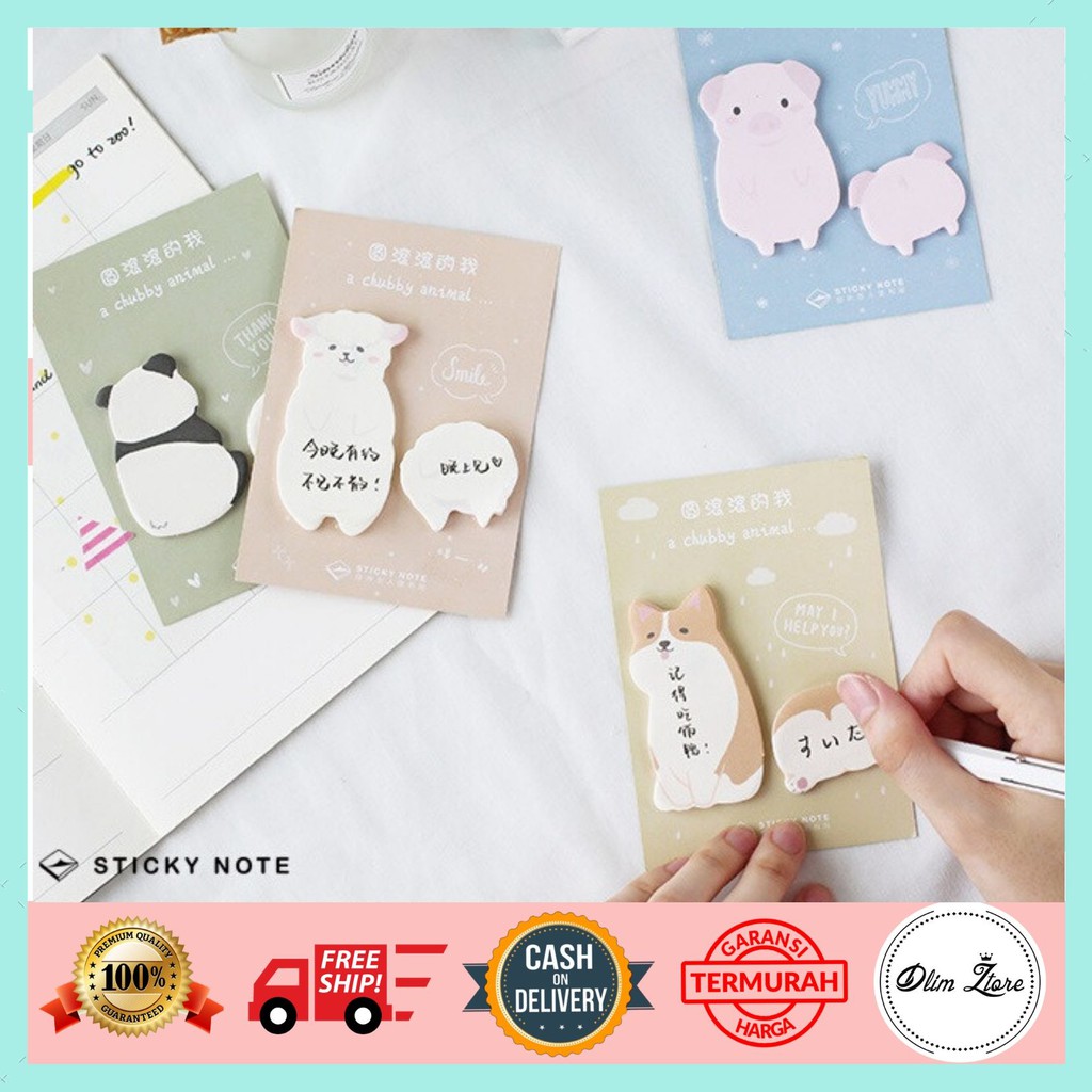 Jual [DZ] ST173 - Sticky Notes / Memo Note Cute Animal Corgi Pig Bag ...