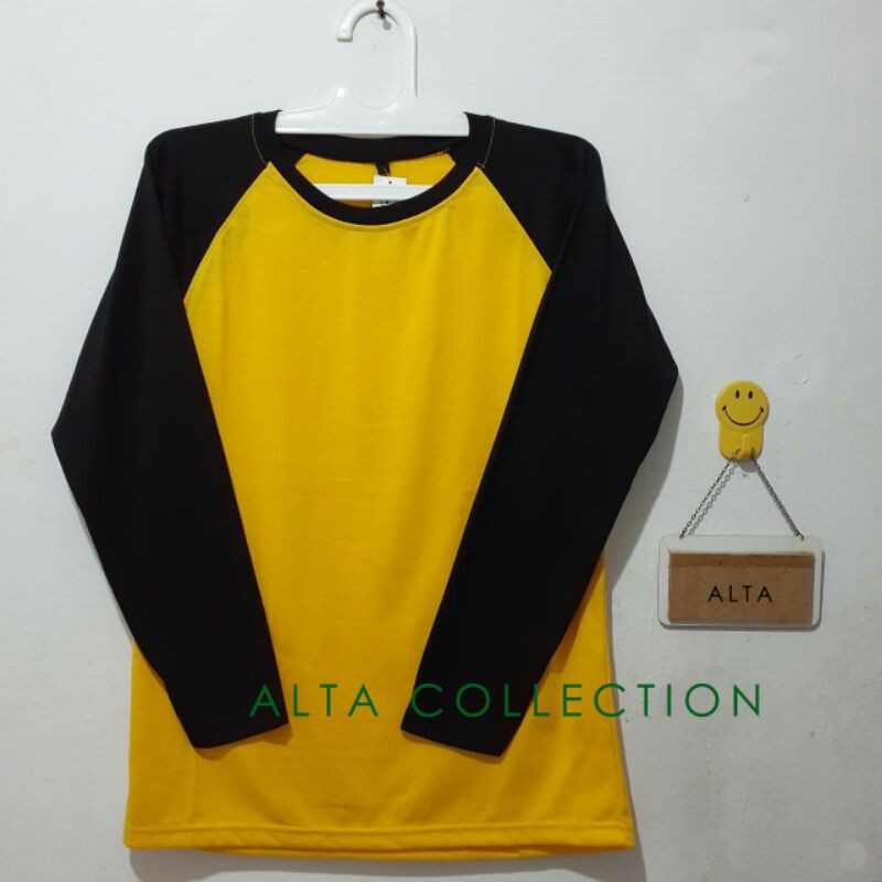Jual Kaos polos raglan - kuning tangan hitam | Shopee Indonesia