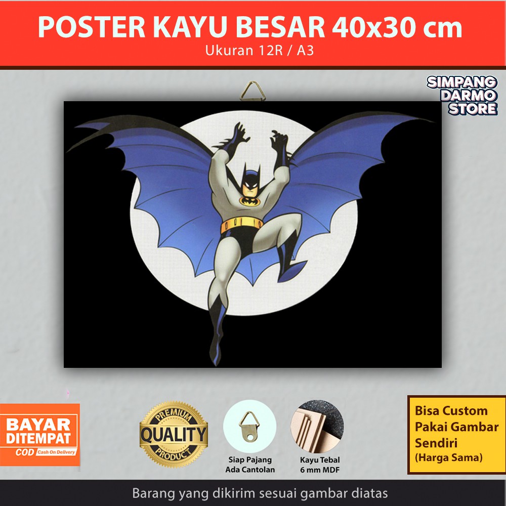 Jual Poster Kayu Besar Batman / DC Superhero / Bisa Request Gambar Lain Bebas | Ukuran 30x40 cm ...
