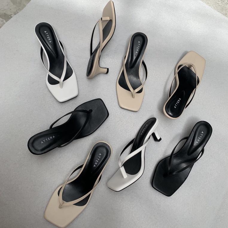 Jual ATTERA - LOVA (black/white/cream) - Sepatu Sandal Jepit Hak Wanita ...