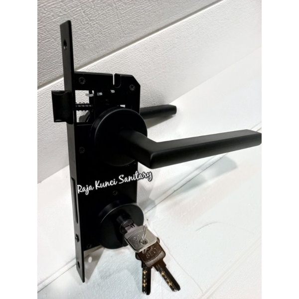 Jual Paket Kunci Pintu Pisah Stainless Hitam Black/Gagang Pintu Kunci Pisah Full Hitam Black ...