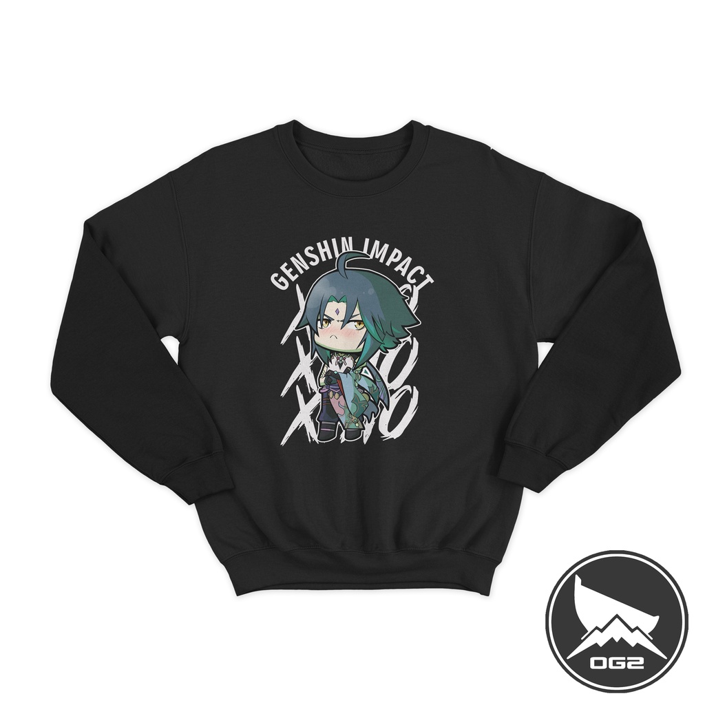 Jual Sweater game xiao anemo genshin impact chibi adeptus G090 crewneck ...
