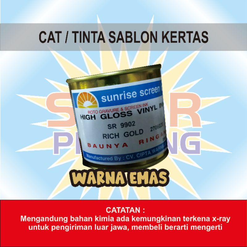 Jual Cat / Tinta Sablon Sunrise Vinil Ink Rich gold | Shopee Indonesia