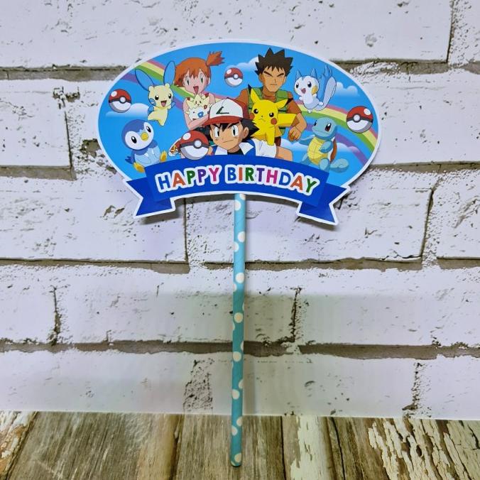Jual CAKE TOPPER HAPPY BIRTHDAY PIKACHU/ HIASAN KUE HBD POKEMON ...