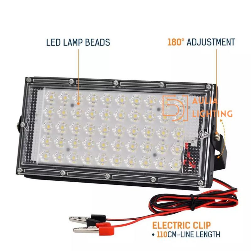 Jual Lampu Sorot 12V DC 50W 50 Watt Cahaya Putih Aki 12 Volt Motor Mobil Lampu Camping Outdoor ...