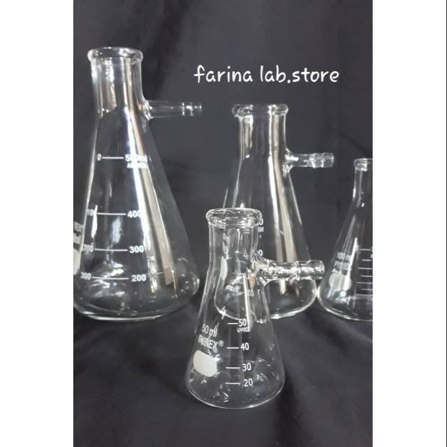 Jual Filtering Flask-Labu Hisap-Erlenmeyer with Napple 50ml Pyrex Class ...