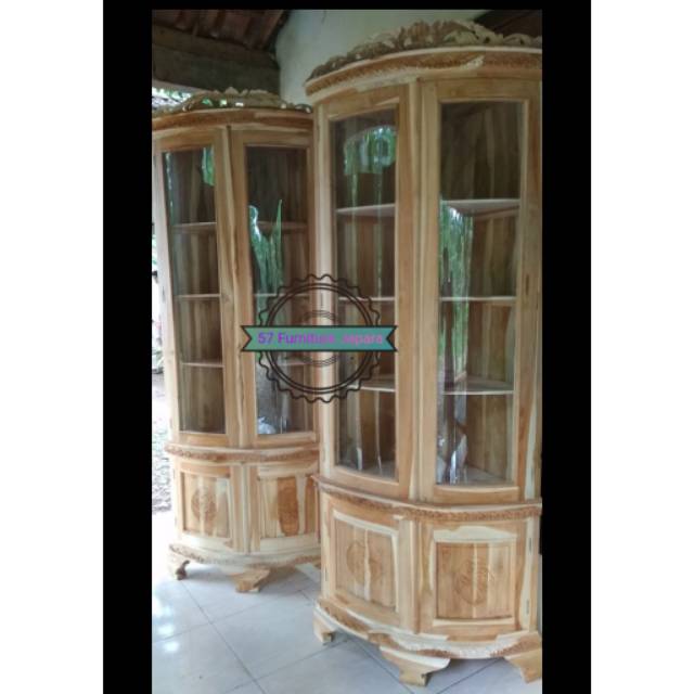 Jual Lemari/ Rak sudut ruang pojok kayu jati untuk tempat hiasan dan ...