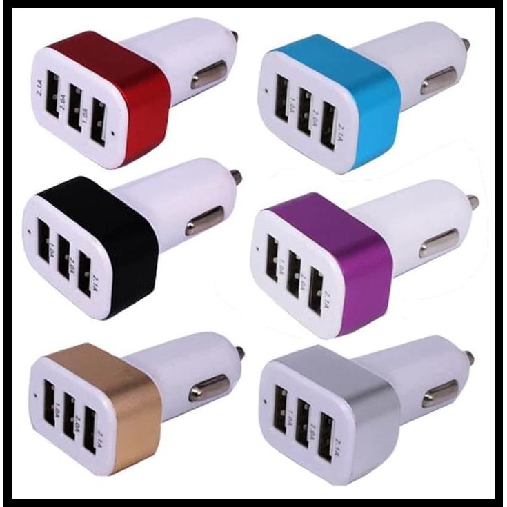 Jual Adaptor Charger Mobil / Saver Car Charger 3In1 3 Output 5.1A ...