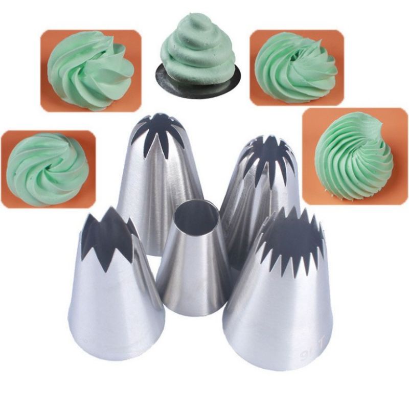 Jual 5PCS/SET STAINLESS STEEL CUPCAKE NOZZEL SPUIT DECORATING CAKE ...