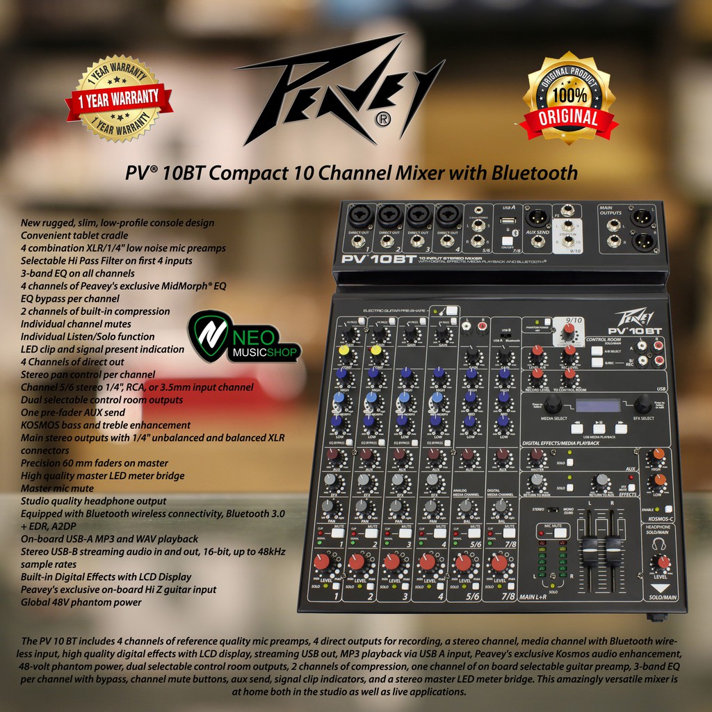 Jual Peavey 10BT Compact 10 Channel Mixer with USB-B & Bluetooth | Shopee Indonesia