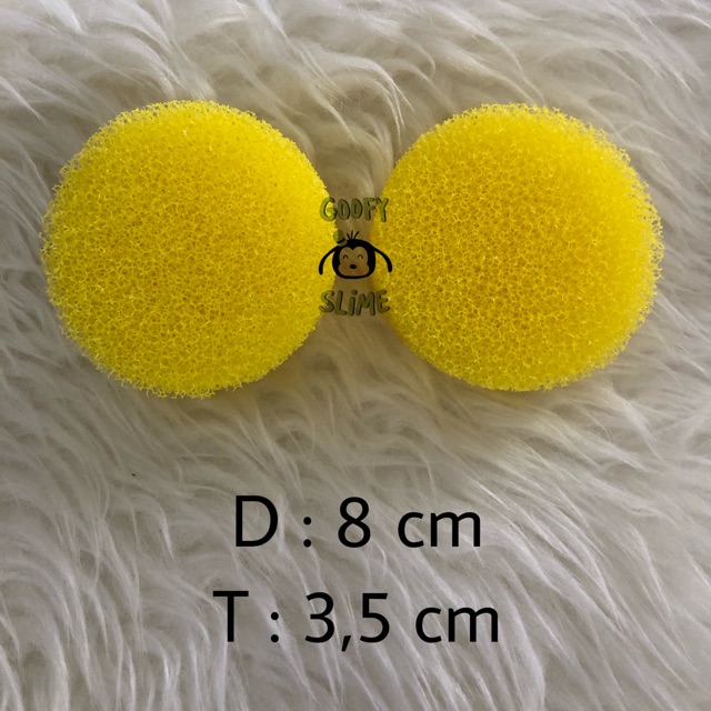 Jual Spons kuning bulat diameter 8 cm spons bahan crunchy slime sponge ...
