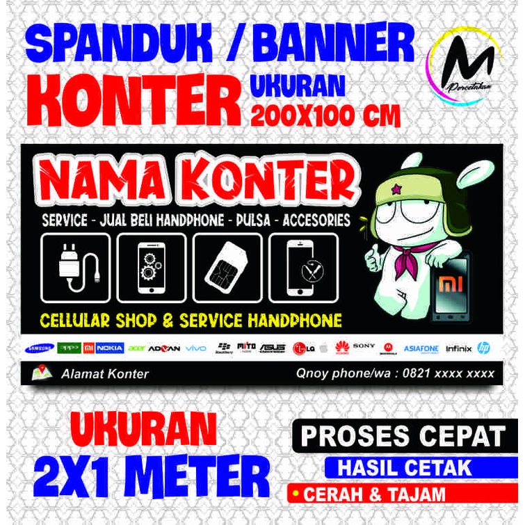 Jual Cetak Banner Konter Spanduk Servis HP - Ukuran 200x100 Cm | Shopee ...