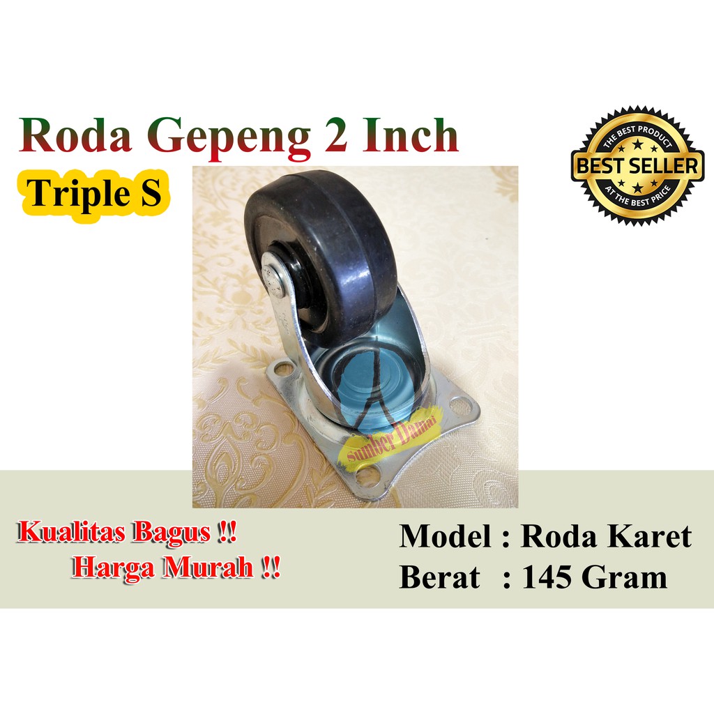 Jual Roda Gepeng 2 Inch/Roda Gepeng 2" Inci Karet Hidup Hitam Triple-S ...