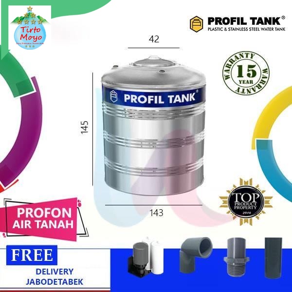 Jual Tangki Air Stainless Profil Tank PS 2500 D PROFON Toren Tandon Air ...