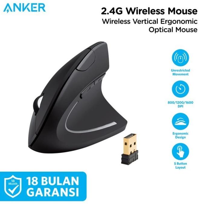 Jual Anker Vertical Ergonomic Mouse Wireless Gaming A7852 - Original ...