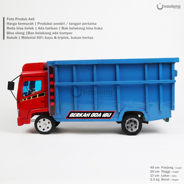 Jual Mobilan Truk Kayu Canter Warna Merah Biru Naolona Miniatur Truck | Shopee Indonesia