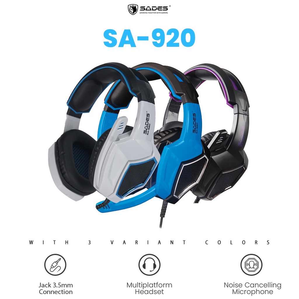 Jual HEADSET GAMING SADES SA-920 HEADPHONE MULTI PLATFORM WITH MICROPHONE | Shopee Indonesia
