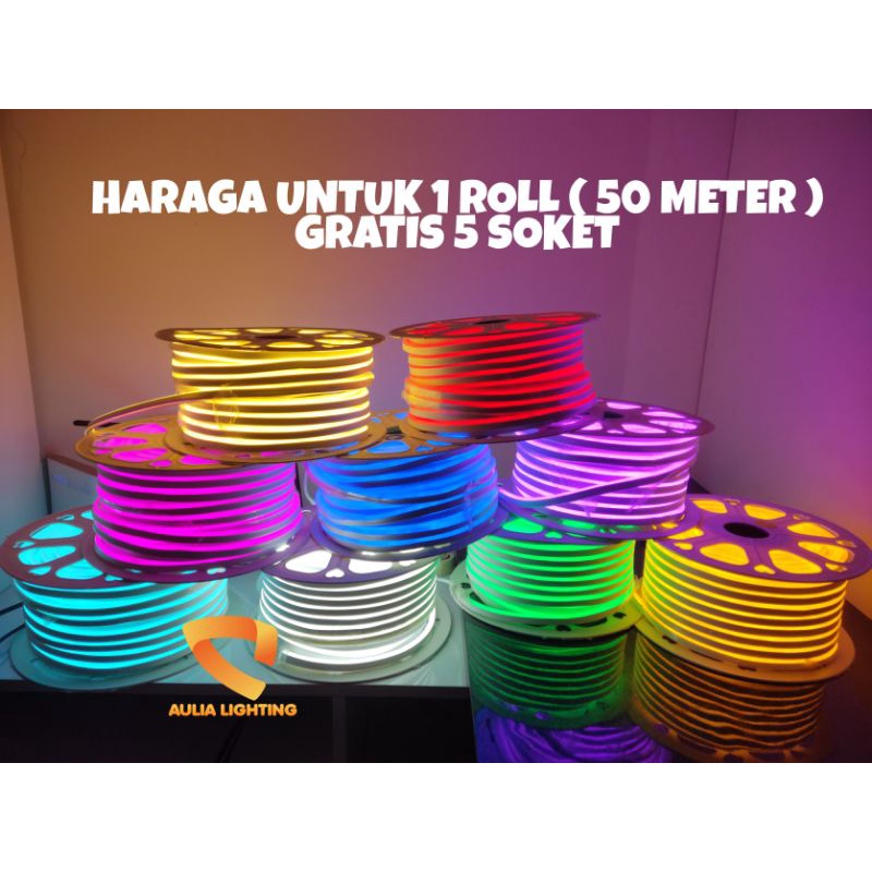 Jual Lampu Led neon Flex 220V 50 100 meter 50m 100m ac hias flexible ...