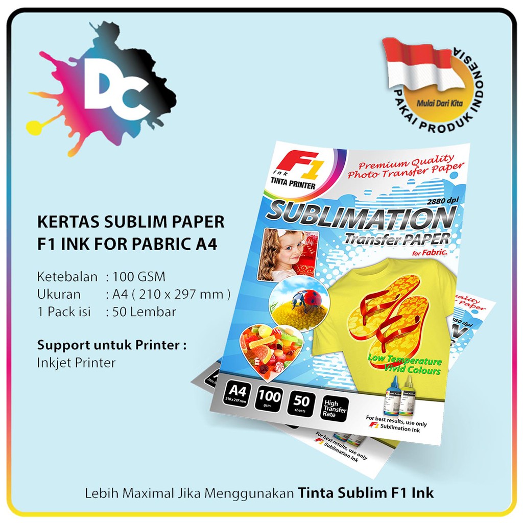 Jual Kertas Sublim - Sublimation Paper F1 Ink For Pabrik / Kaos 50 ...