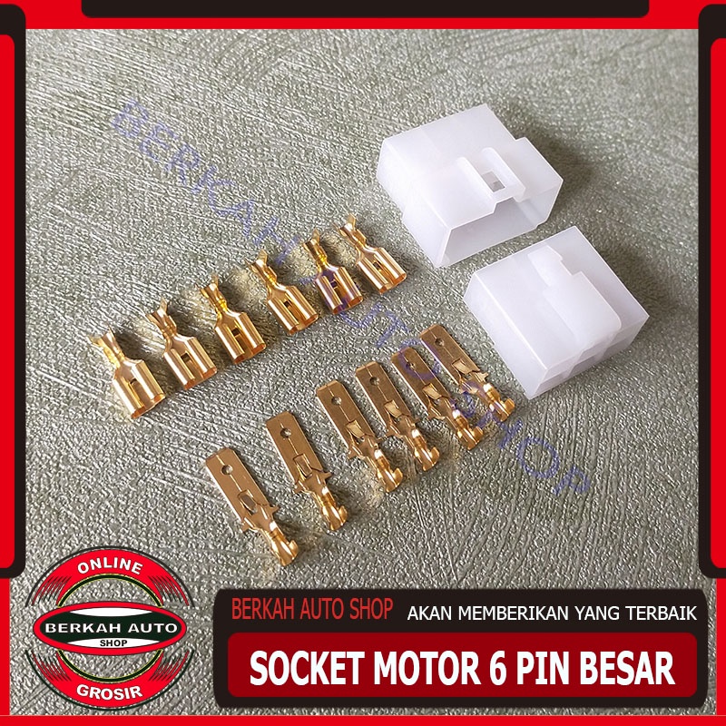Jual Socket 6 pin besar + skun - soket - konektor motor jual per 1 ...